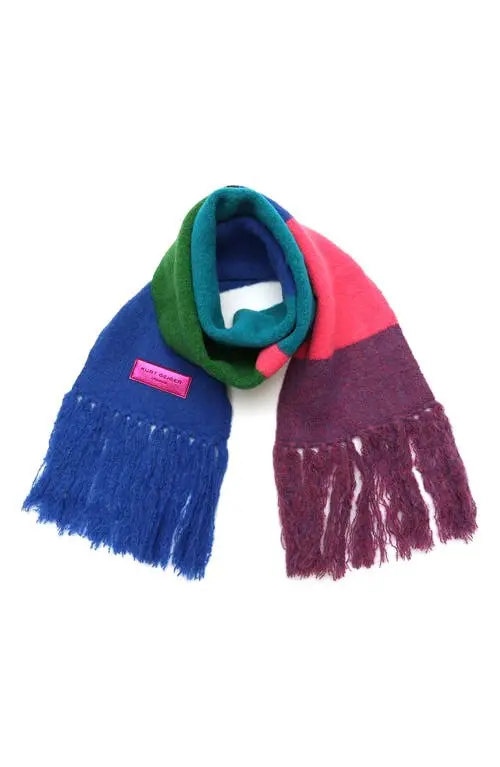 Kurt Geiger Fuzzy Striped Long Scarf - Classic Rainbow