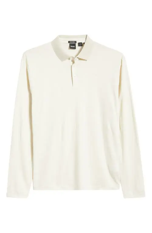BOSS Pado 110 Long Sleeve Wool Polo - Open White