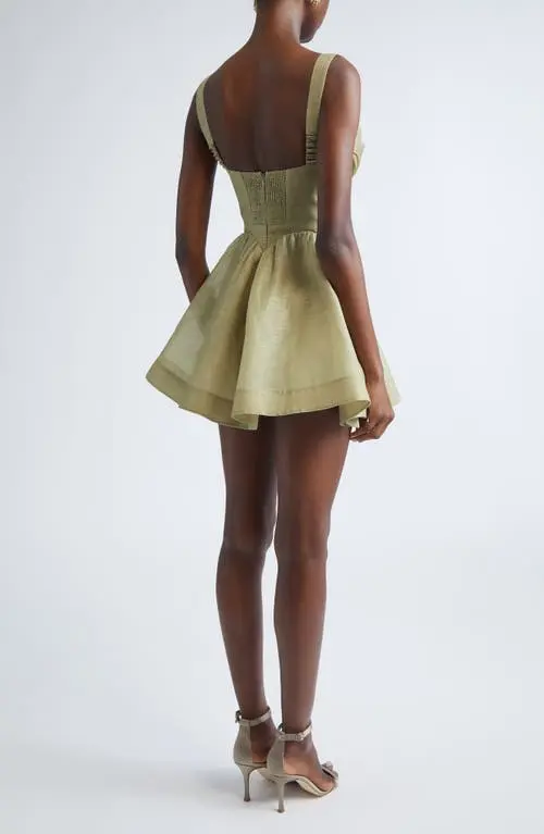 Zimmermann Rebellion Draped Linen & Silk Fit & Flare Minidress - Palm