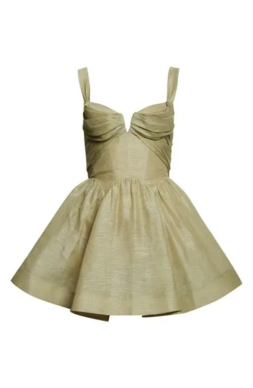 Zimmermann Rebellion Draped Linen & Silk Fit & Flare Minidress - Palm