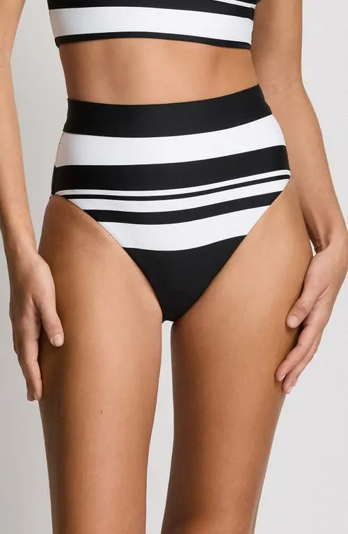 Ralph Lauren Striped High-waist Bikini Bottom - Black/white