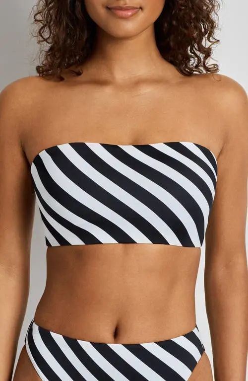 Ralph Lauren Stripe Longline Bandeau Bikini Top - Black/white