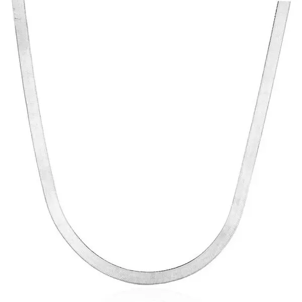 THE LOVERY FINE JEWELRY 14k Gold Mini Herringbone Chain Necklace - White Gold