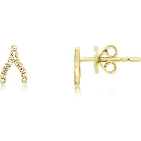 THE LOVERY FINE JEWELRY Diamond Wishbone Stud Earrings - Yellow Gold