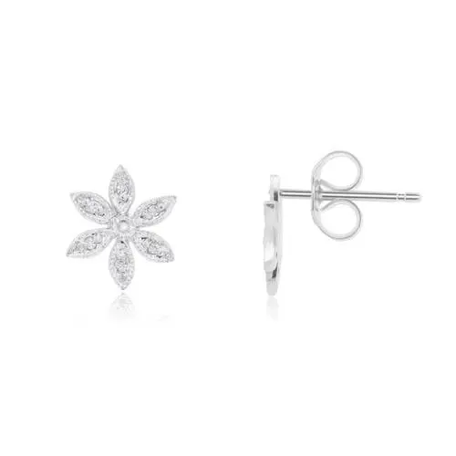 THE LOVERY FINE JEWELRY Diamond Flower Stud Earrings - White Gold