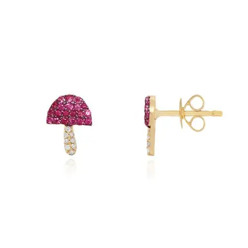 THE LOVERY FINE JEWELRY Mushroom Stud Earrings - Ruby