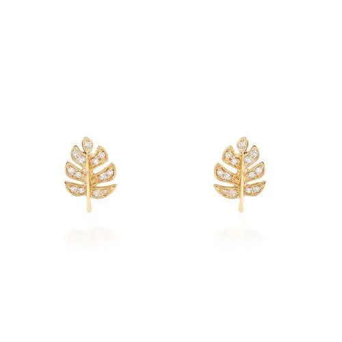 THE LOVERY FINE JEWELRY Diamond Leaf Stud Earrings