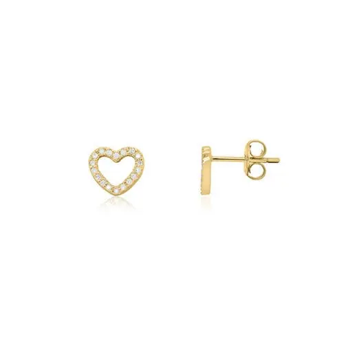 THE LOVERY FINE JEWELRY Diamond Heart Stud Earrings - Yellow Gold