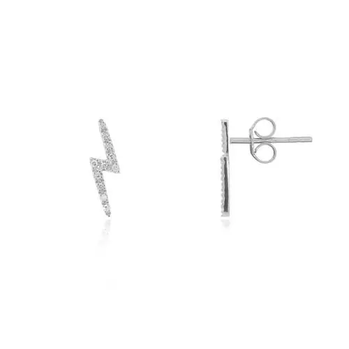 THE LOVERY FINE JEWELRY Diamond Lightning Bolt Stud Earrings - White Gold