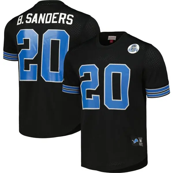 Mitchell & Ness Barry Sanders Detroit Lions Mesh Player Name & Number Shirt - Black