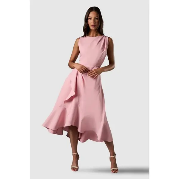 Coast Waterfall Crepe Midi Dress - Blush