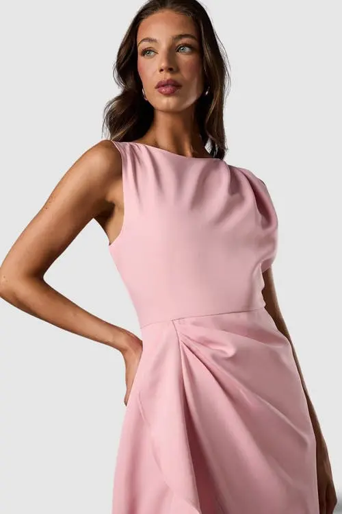 Coast Waterfall Crepe Midi Dress - Blush