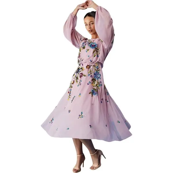 Coast Embellished Sequin Midi Dress - Rose