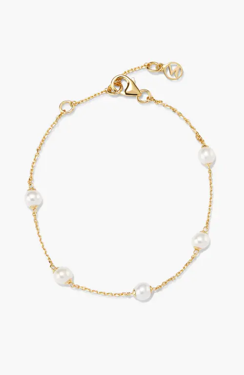 Mejuri Mini Satellite Bracelet - Gold/pearl