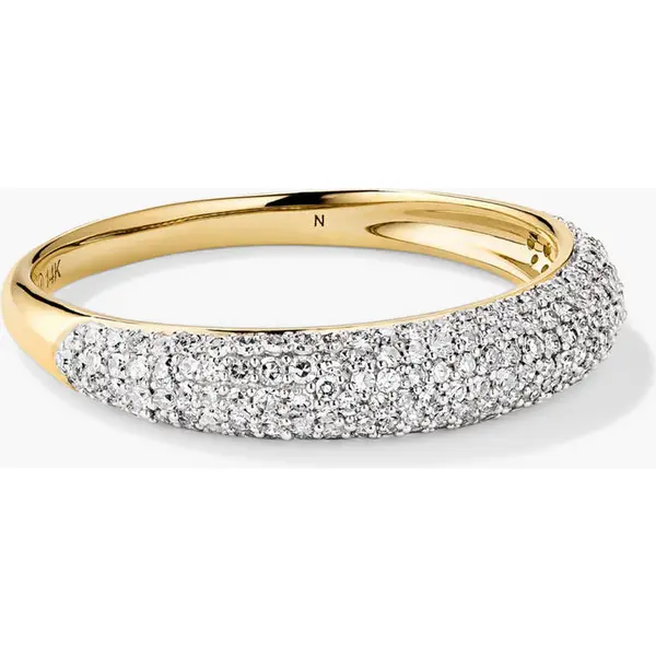 Mejuri Pavé Diamond Thin Dôme Ring - Gold/diamond