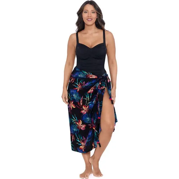 TRIMSHAPER Adjustable Side Tie Tasseled Pareo - Leopard Lily