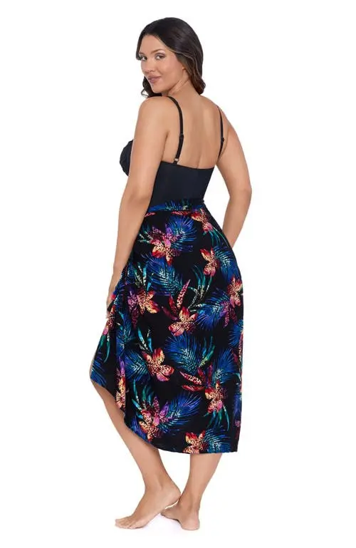 TRIMSHAPER Adjustable Side Tie Tasseled Pareo - Leopard Lily