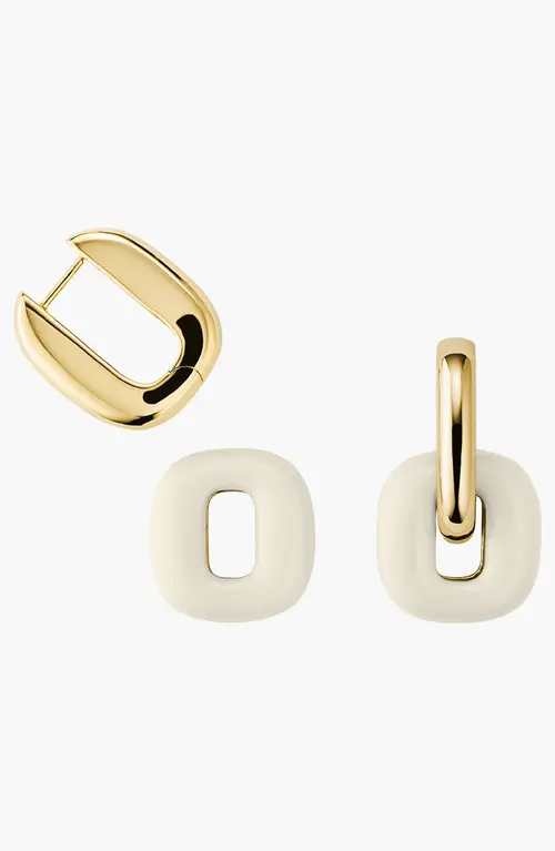 Mejuri Stevie Hoop Earrings - Cream Enamel