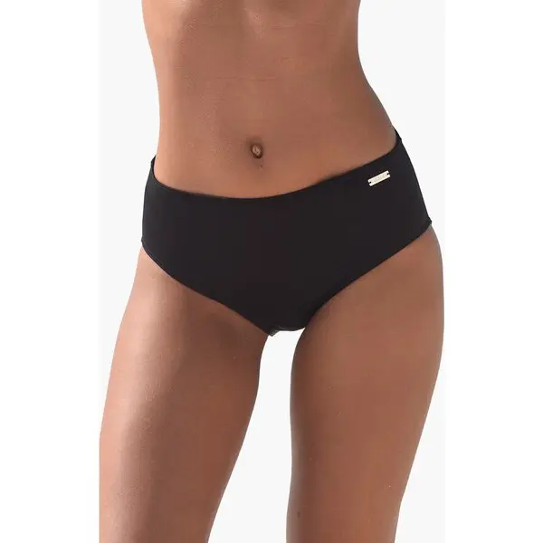 LASCANA Mid-rise Full Coverage Bikini Bottom - Black
