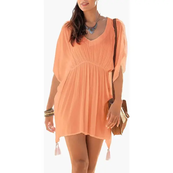 LASCANA Tassel Detail V-neck Cover Up - Papaya