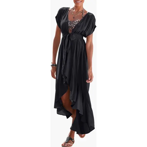 LASCANA Flounce Hem Cover Up - Black