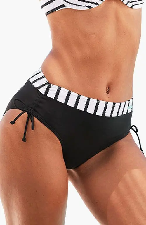 LASCANA Full Coverage Bikini Bottom - Black & White