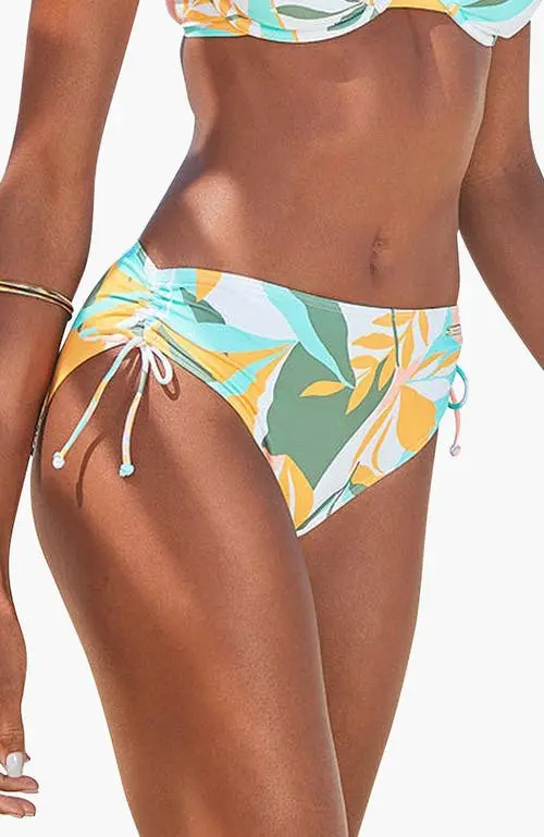 LASCANA Pattern Mid-rise Bikini Bottom - Yellow & White