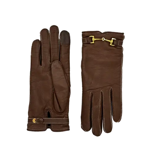 AGNELLE Greco Lambskin Equestrian Gloves - Whisky