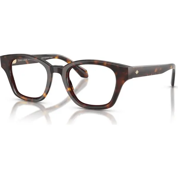 Giorgio Armani 49mm Rectangle Full Rim Optical Glasses - Tortoise