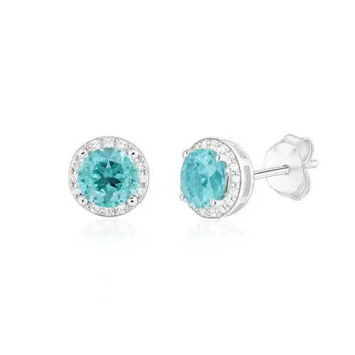 DONATELLO GIAN Sterling Silver Halo Stud Earrings - Light Blue