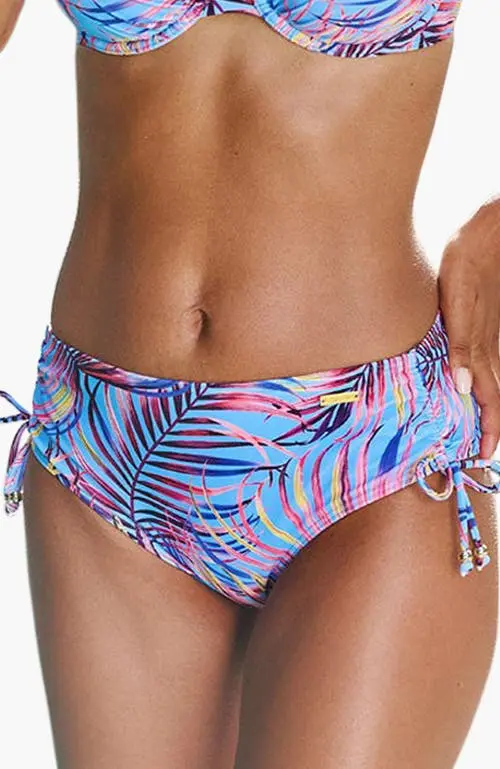 LASCANA Palm Print Mid-rise Bikini Bottom - Blue-printed