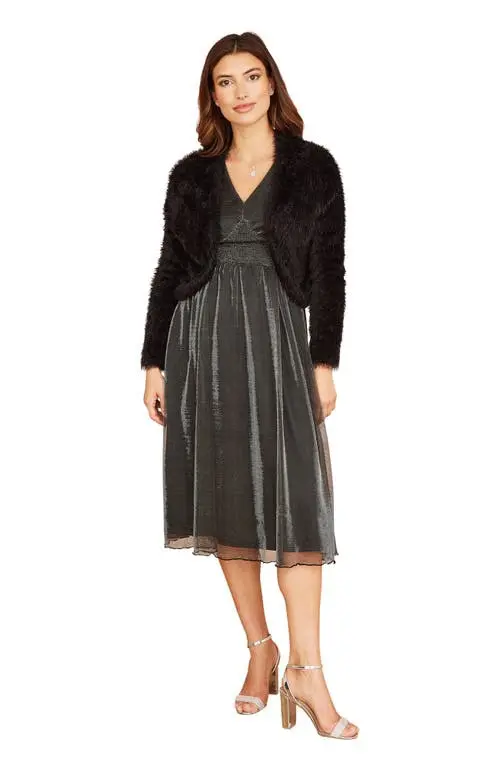 YUMI Eyelash Knit Bolero - Black