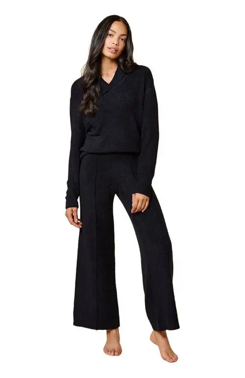SOFTIES Ultra-marshmallow Shawl Collar With Pintuck Pant - Black