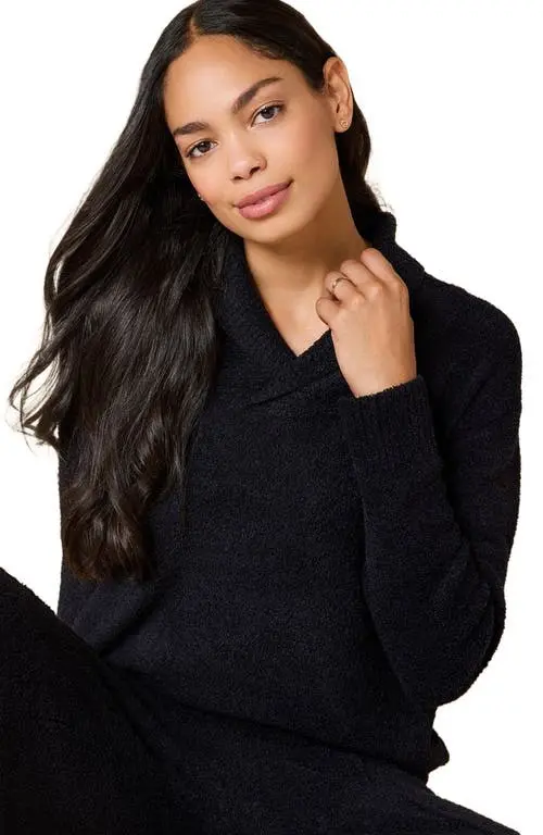 SOFTIES Ultra-marshmallow Shawl Collar With Pintuck Pant - Black
