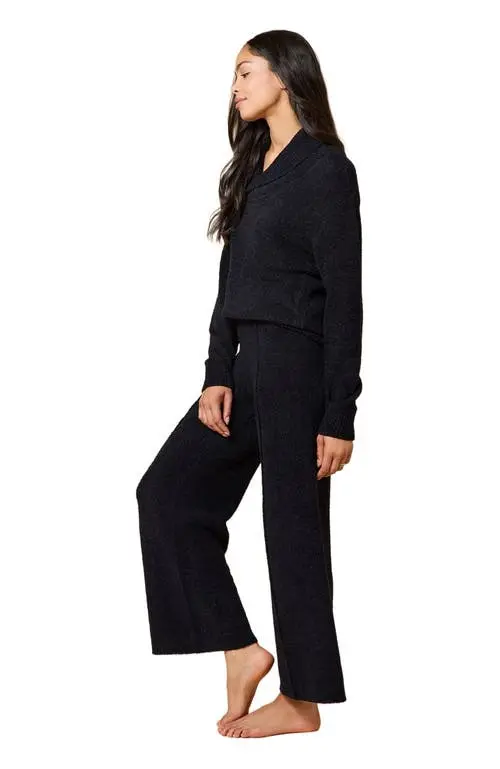 SOFTIES Ultra-marshmallow Shawl Collar With Pintuck Pant - Black