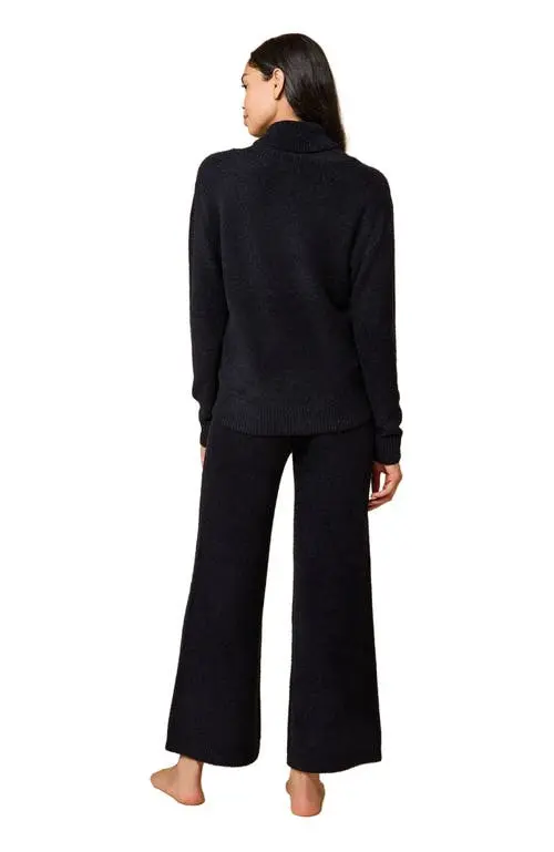 SOFTIES Ultra-marshmallow Shawl Collar With Pintuck Pant - Black