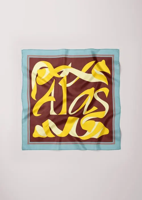 ALAS Designer Printed Silk Scarf - Print 'apeel' Large