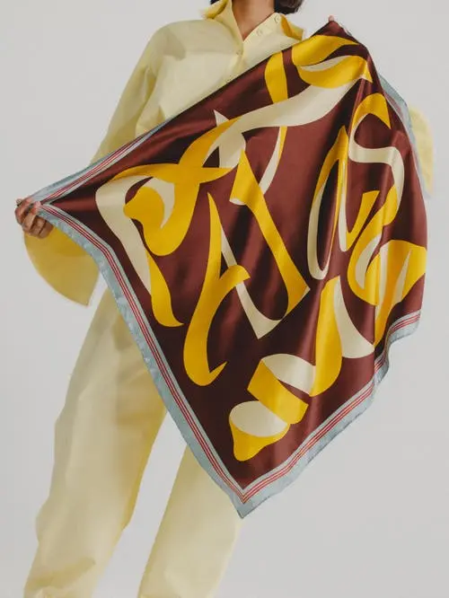 ALAS Designer Printed Silk Scarf - Print 'apeel' Large