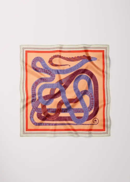 ALAS Designer Printed Silk Scarf - Print 'the Serpent'