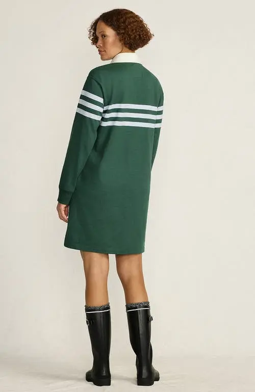 LANDS' END Rugby Shirt Dress - Norway Spruce Stripe