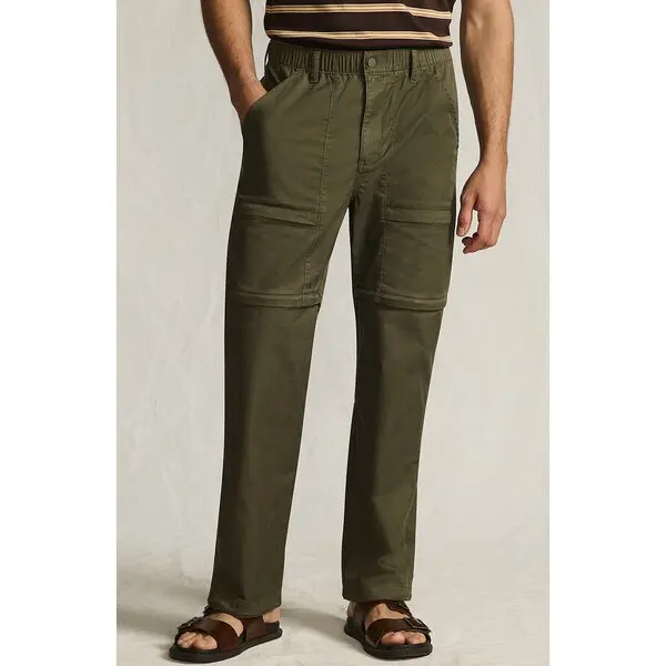 LANDS' END Zip-off Comfort Waist Twill Pants - Forest Moss