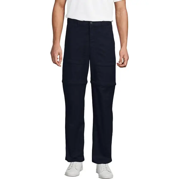 LANDS' END Zip-off Comfort Waist Twill Pants - Radiant Navy