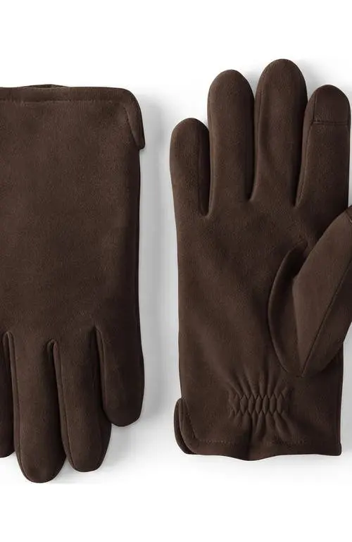 LANDS' END Suede Leather Gloves - Rich Coffee