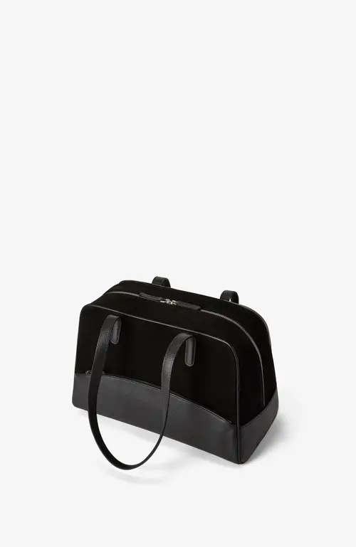 BY BANOO Leather Duffel Bag - Black/silver