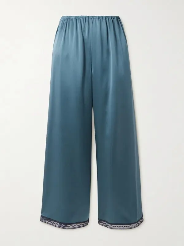 ERES Parfois Lace-trimmed Silk-satin Pajama Pants - Blue