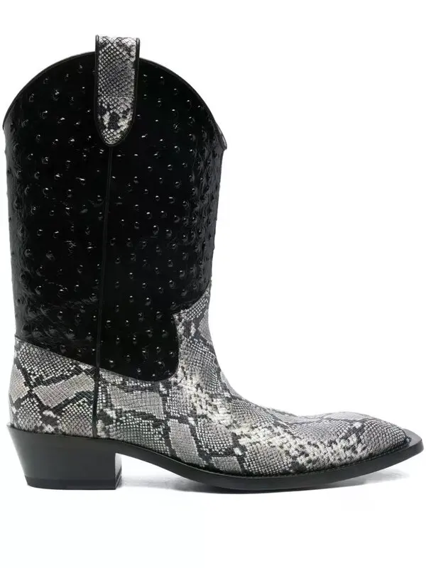 Martine Rose Snakeskin-embossed Cowboy Boots