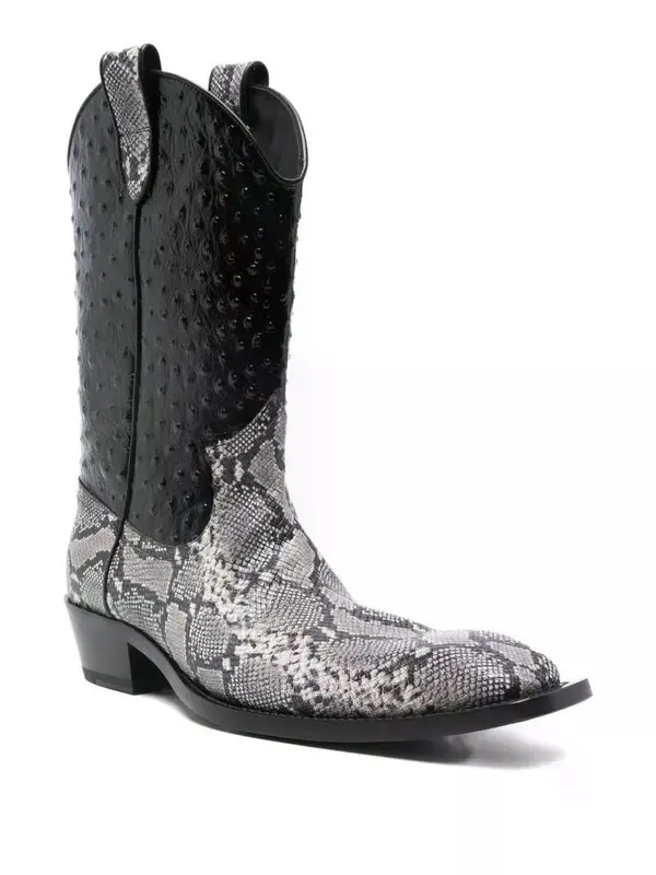 Martine Rose Snakeskin-embossed Cowboy Boots
