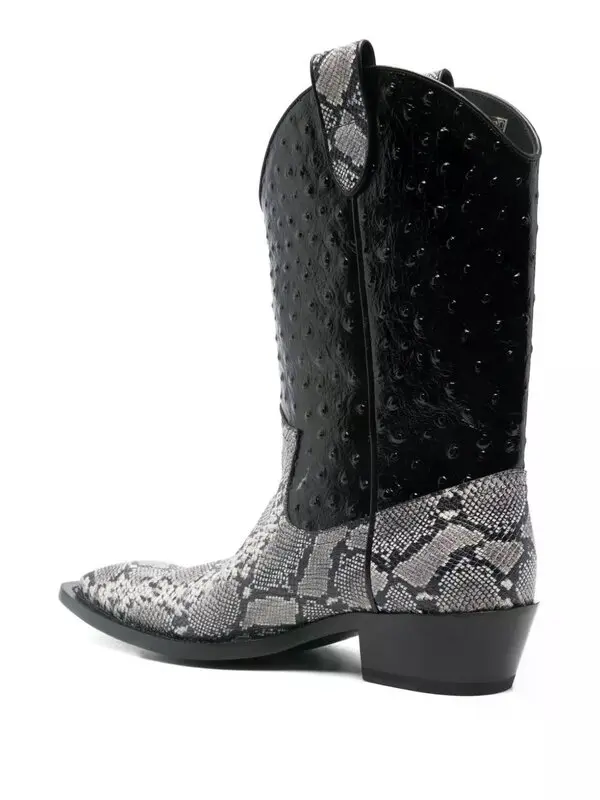 Martine Rose Snakeskin-embossed Cowboy Boots