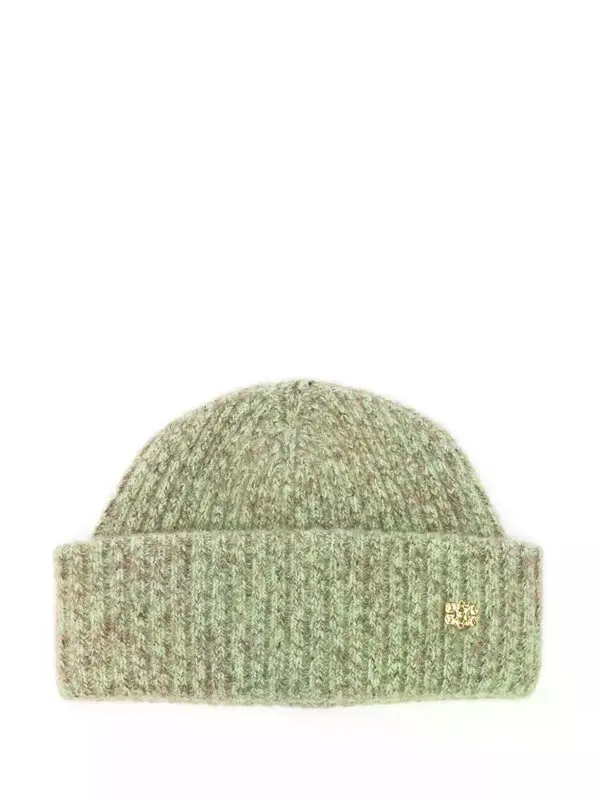 GANNI Ribbed-knit Beanie - Green