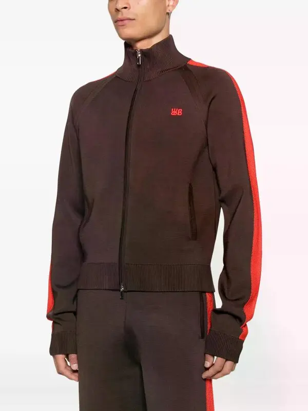 WALES BONNER Zip-fastening Striped Sweatshirt - Brown